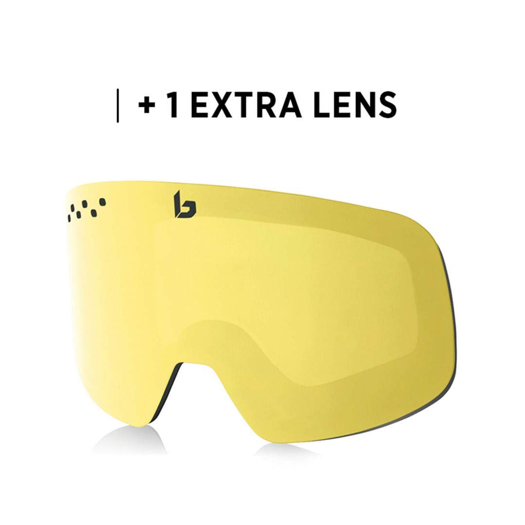 Bollé Nevada Neo Cylindrical Magnetic Snow Goggle - Matte Black | Phantom Green Emerald & Lemon