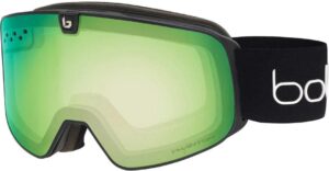 bollé nevada neo cylindrical magnetic snow goggle - matte black | phantom green emerald & lemon