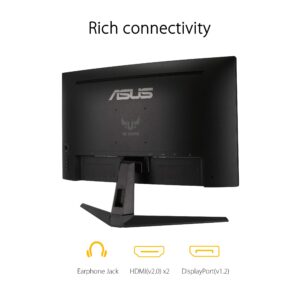 ASUS TUF Gaming VG27WQ1B 27” Curved Monitor, 1440P WQHD (2560 x 1440), 165Hz (Supports 144Hz), 1ms, Adaptive-sync/FreeSync Premium, Extreme Low Motion Blur, Eye Care, HDMI DisplayPort, HDR10 (Renewed)