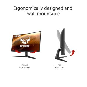 ASUS TUF Gaming VG27WQ1B 27” Curved Monitor, 1440P WQHD (2560 x 1440), 165Hz (Supports 144Hz), 1ms, Adaptive-sync/FreeSync Premium, Extreme Low Motion Blur, Eye Care, HDMI DisplayPort, HDR10 (Renewed)