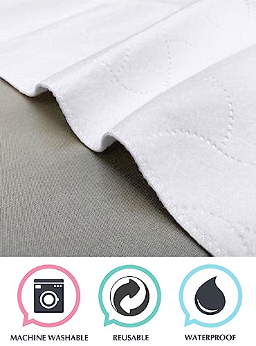 TL Care Waterproof Quilt-Like Flat Reusable Portable/Mini-Crib Size Protective Mattress Pad Cover for Babies, Adults & Pets, White, 24" x 38"