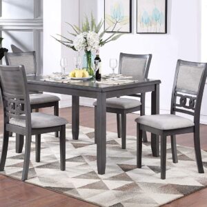 New Classic Furniture Gia 5-Piece Dining Set with 1 Table and 4 Chairs, 48-Inch, Gray