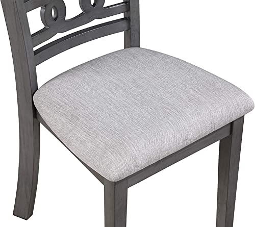 New Classic Furniture Gia 5-Piece Dining Set with 1 Table and 4 Chairs, 48-Inch, Gray