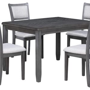 New Classic Furniture Gia 5-Piece Dining Set with 1 Table and 4 Chairs, 48-Inch, Gray