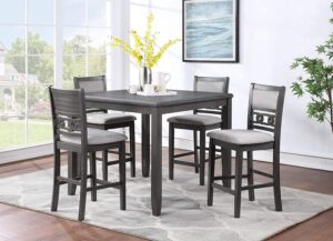 new classic furniture gia 5-piece counter set with 1 table and 4 chairs, 42-inch, gray