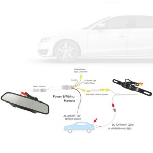 Peojek Backup Camera and Monitor Kit, 4.3" Car Vehicle Rearview Mirror Monitor for Car Reverse Camera Waterproof Car Rear View Camera with 9 LED Night Vision (4.3" Backup Camera)