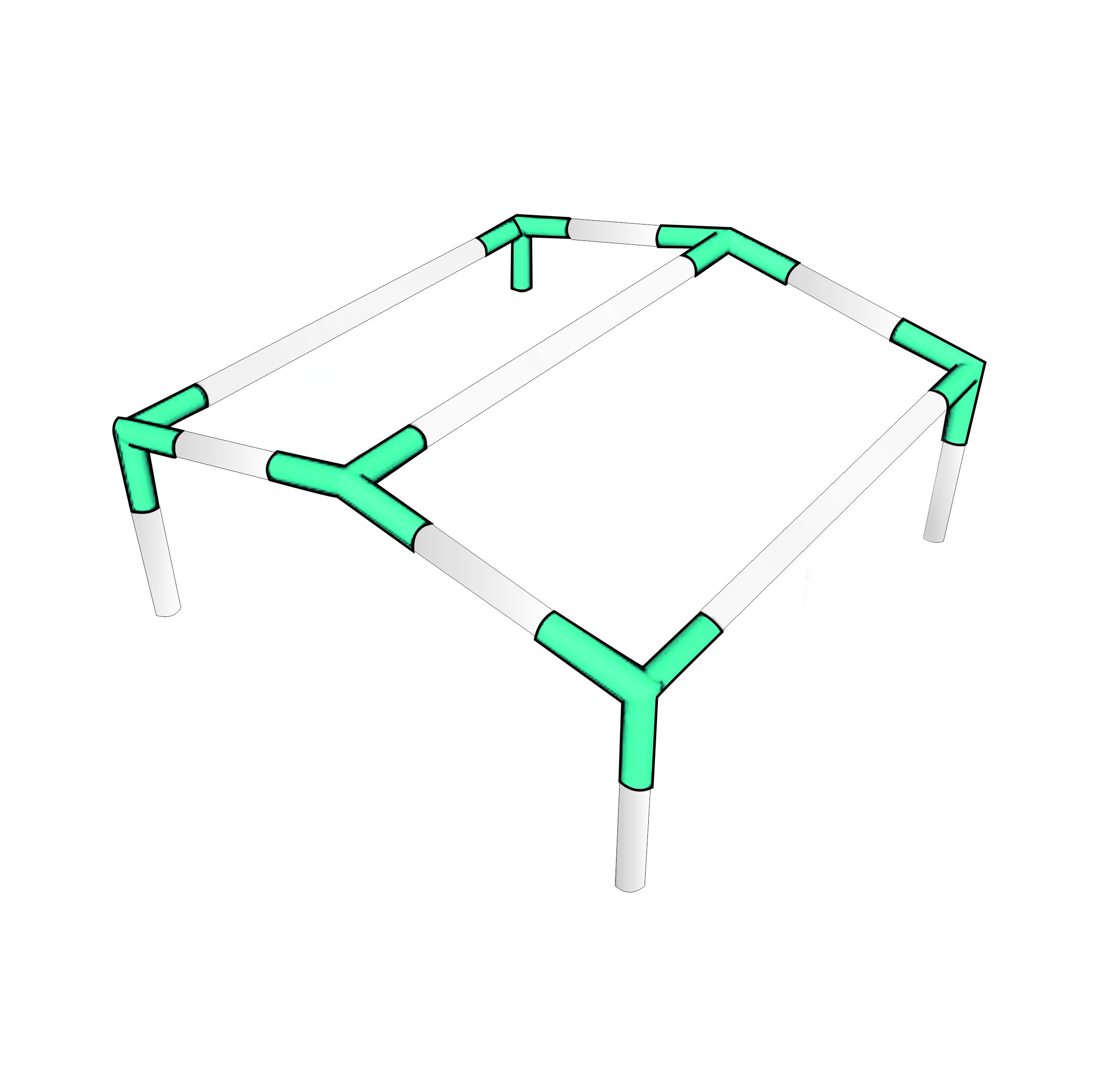 INS Import Canopy Fittings Kit Low Peak Frame Carport Connectors, Full Set for 6, 8, 10 Legs, Choose Size (for 4 Legs)