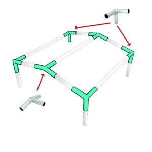 INS Import Canopy Fittings Kit Low Peak Frame Carport Connectors, Full Set for 6, 8, 10 Legs, Choose Size (for 4 Legs)