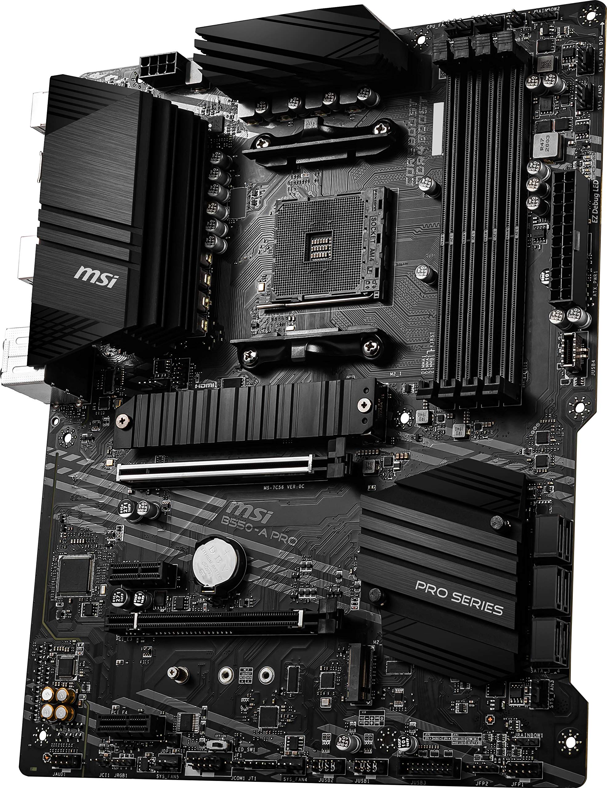 MSI B550-A PRO ProSeries Gaming PC Motherboard - AM4, DDR4, PCIe 4.0, SATA 6Gb/s, M.2, USB 3.2 Gen 2, HDMI/DP, ATX, AMD Computer Motherboards (Renewed)