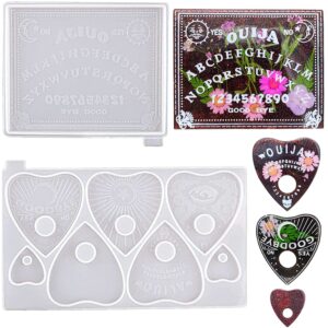 resinworld ouija board and planchette resin molds, 2pcs gothic epoxy resin silicone molds for ouija board game, pendant, resin crafts