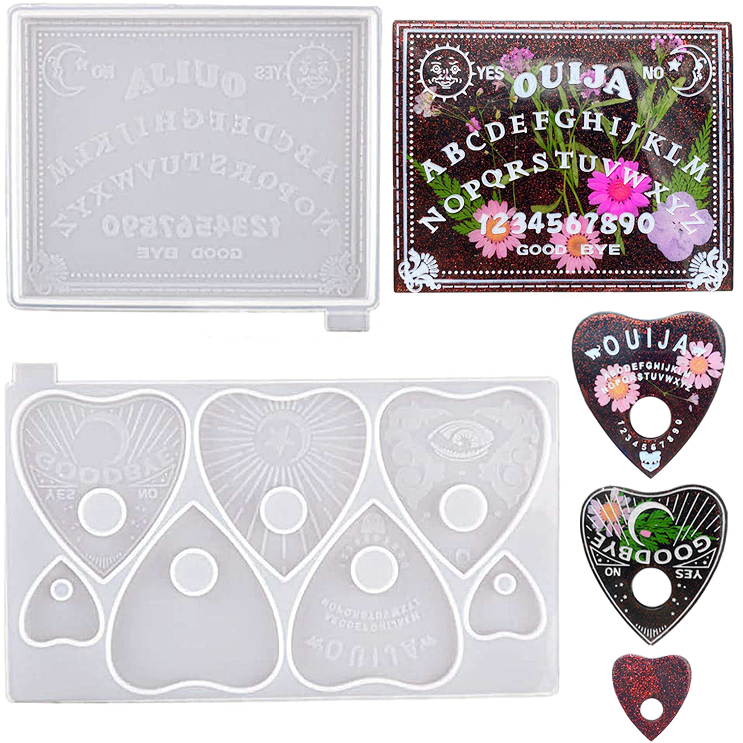 RESINWORLD Ouija Board and Planchette Resin Molds, 2PCS Gothic Epoxy Resin Silicone Molds for Ouija Board Game, Pendant, Resin Crafts