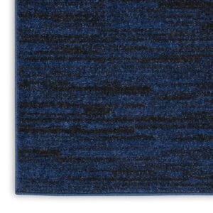 Nourison Essentials Indoor/Outdoor Midnight Blue 7' x Square Area Rug, Easy Cleaning, Non Shedding, Bed Room, Living Room, Dining Room, Backyard, Deck, Patio (7 Square)