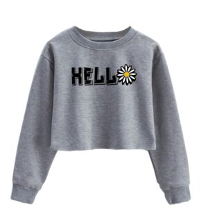 g-amber girls long sleeve sweatshirts kids crop print funny letters fashion pullover tops grey hell daisy