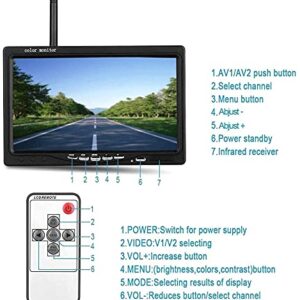 OiLiehu Wireless Backup Camera and Monitor Kit, 7 inch HD LCD Monitor with Antenna, 2 x Wireless Rear View Camera, IP67, Night Version, 12-24 V, Suitable for Buses, SUVs, Trucks, Trailers