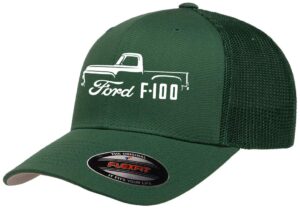 1953-56 ford f100 pickup truck outline design flexfit trucker mesh fitted cap forest