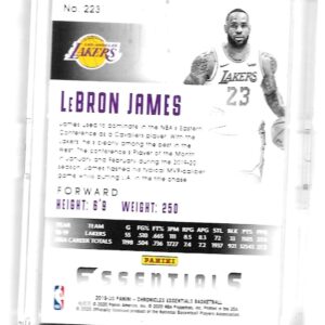 2019-20 Panini Chronicles Essentials #223 LeBron James Los Angeles Lakers NBA Basketball Trading Card