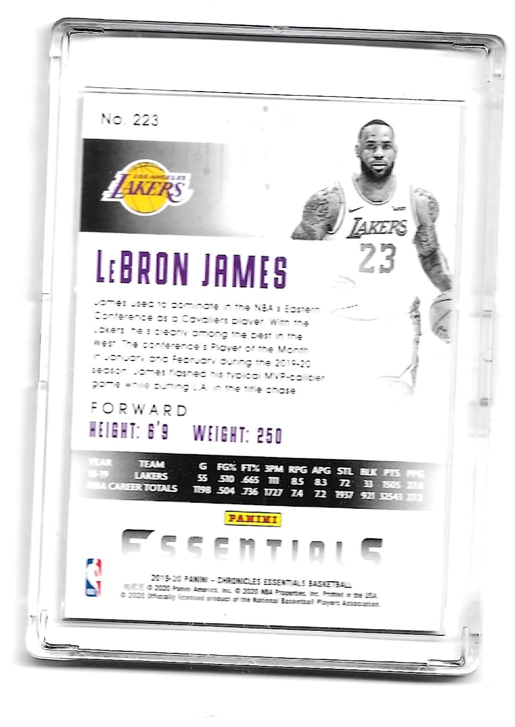 2019-20 Panini Chronicles Essentials #223 LeBron James Los Angeles Lakers NBA Basketball Trading Card