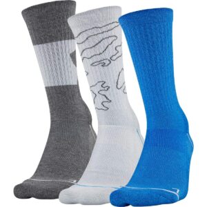 under armour phenom graphic crew sock - men's electric blue/asst, 9.0-11.0