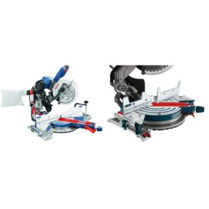 bosch cm10gd compact miter saw 15 amp corded 10 inch dual-bevel sliding glide miter saw with 60-tooth carbide blade and ms1233 crown stop kit for bosch miter saws, includes mounting knobs and hardware