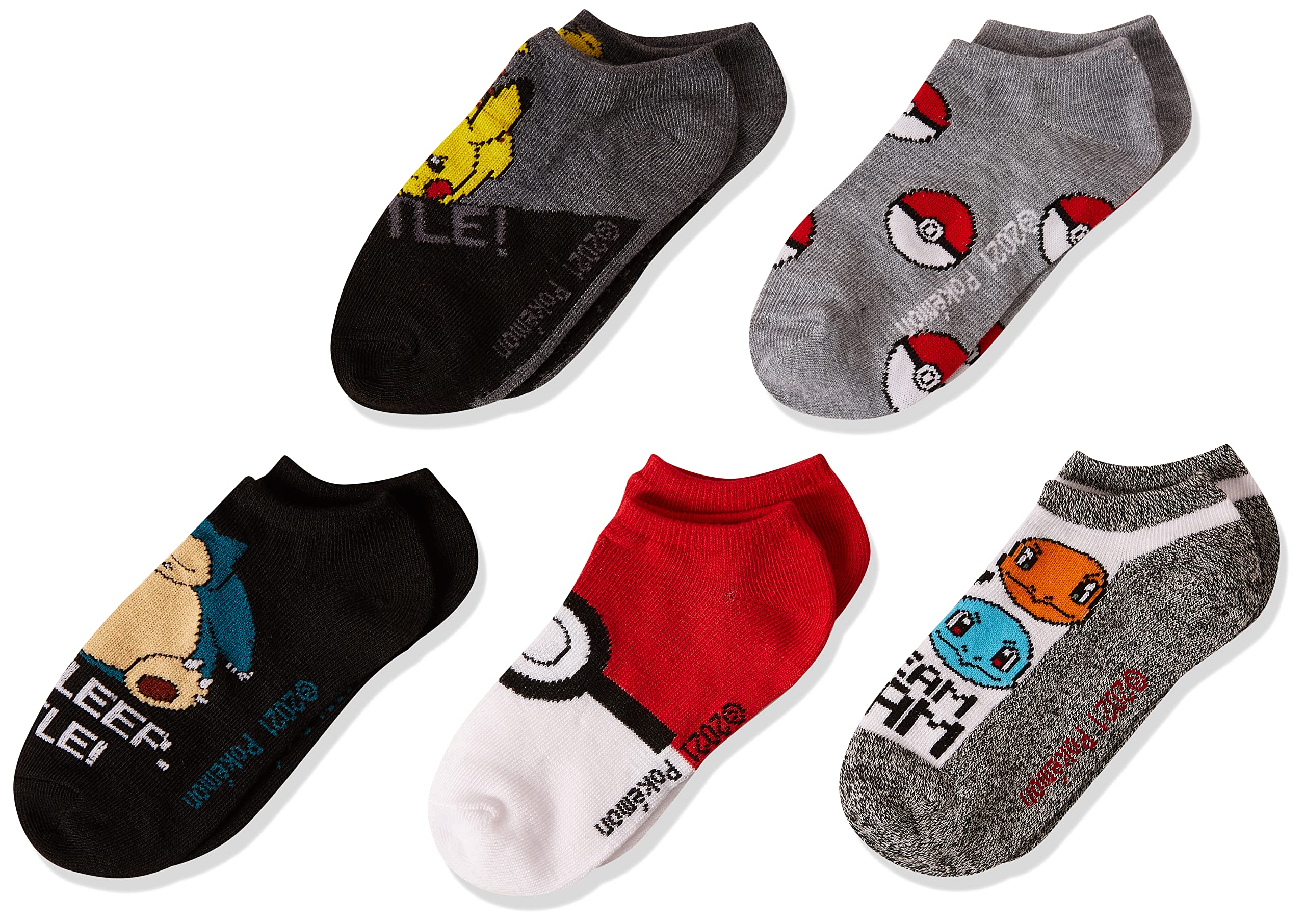 Pokemon Boys 5 Pack No Show Socks