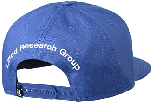 LRG Men's Lifted Research Group Logo Flat Bill Snapback Hat, White/Sapphire, One Size