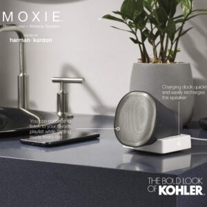 KOHLER 28238-NKE-BN Moxie Bluetooth Showerhead, Waterproof Shower Speaker, 2.5 GPM, Vibrant Brushed Nickel