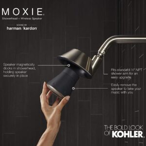 KOHLER 28238-NKE-BN Moxie Bluetooth Showerhead, Waterproof Shower Speaker, 2.5 GPM, Vibrant Brushed Nickel