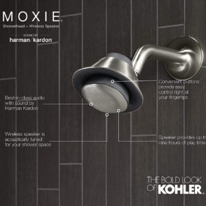 KOHLER 28238-NKE-BN Moxie Bluetooth Showerhead, Waterproof Shower Speaker, 2.5 GPM, Vibrant Brushed Nickel