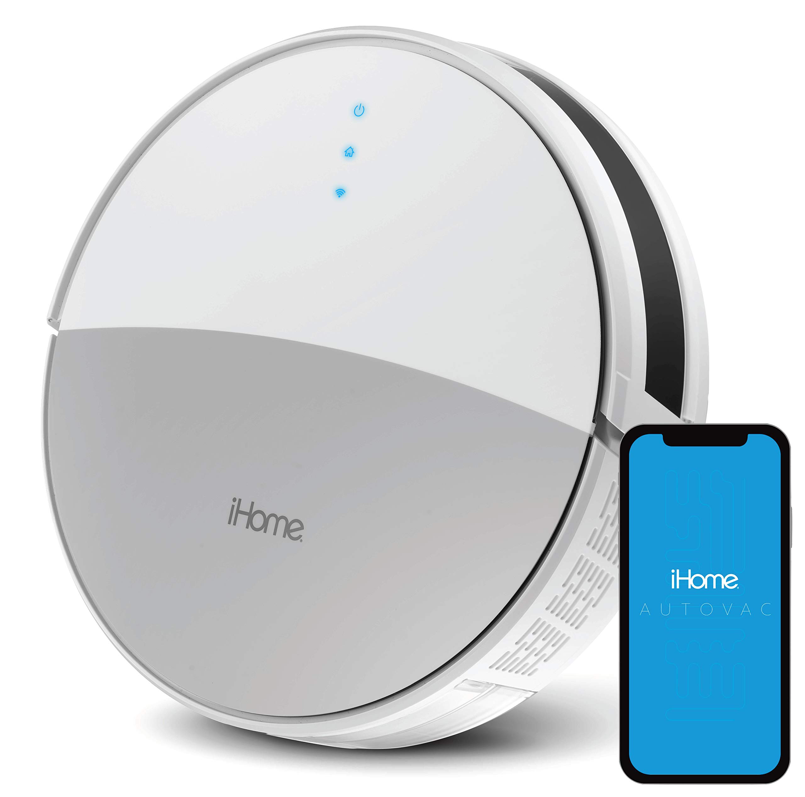 iHome AutoVac 2-in-1 Robot Vacuum + Mopping Enabled with Mapping HomeMap Navigation, 2000pa Suction Power, HyperDrive Technology for Pet Hair, Alexa/Google and App Control (Eclipse White)