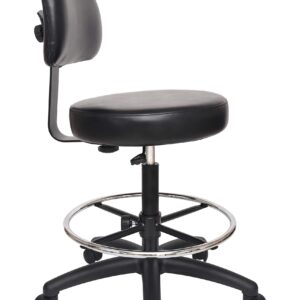 Chair Master Adjustable Chair/Stool for Exam Rooms, Labs, Doctor and Dentist Offices. Easy to Clean! 24"-34" Seat Height. 18" Foot Ring (Tall Bench Height, Black)