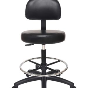 Chair Master Adjustable Chair/Stool for Exam Rooms, Labs, Doctor and Dentist Offices. Easy to Clean! 24"-34" Seat Height. 18" Foot Ring (Tall Bench Height, Black)