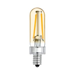 GE Vintage Style LED Tube Light Bulb, 3 Watts (40 Watt Equivalent) Warm Candle Light, Amber Glass, Candelabra Base, Dimmable (4 Pack)