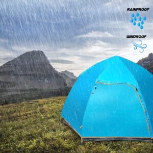 BornTech 1 Minute Instant Easy Setup Pop Up Camping Tent Light Weight Backpacking Tent Waterproof Windproof Tents for Camping, Hiking, Outdoor Festivals, Beach (Blue, 4 Person)