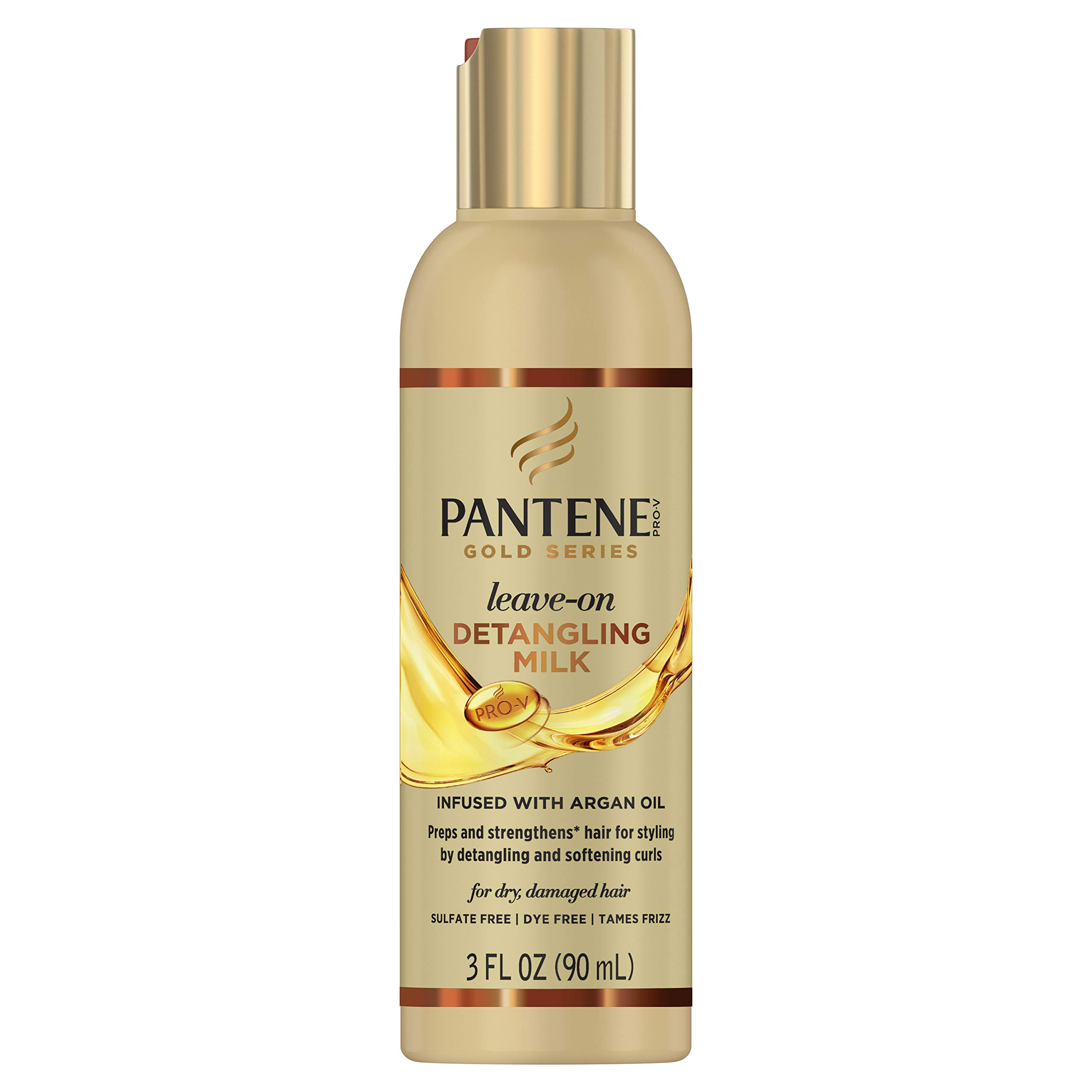 Pantene Pro-V Gold Series Leave-On Detangling Milk Treatment, 3.0 fl oz Travel (4 Count)