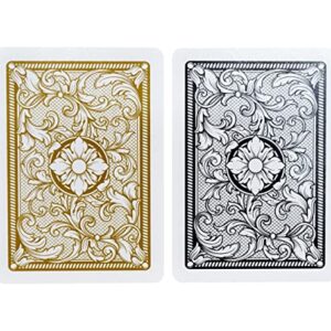 Copag Legacy Design 100% Plastic Playing Cards, Poker Size Jumbo Index Black/Gold Double Deck Set