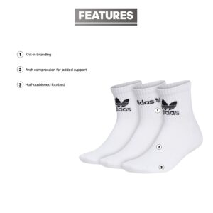 adidas Originals Men's Originals Icon 3-Pack Quarter, White/Black, Large