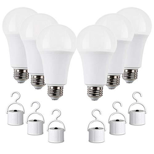 LABORATE LIGHTING Rechargeable LED Light Bulbs with Battery Backup, Emergency LED Bulb, Pack of 6, LED 60 Watt Bulb