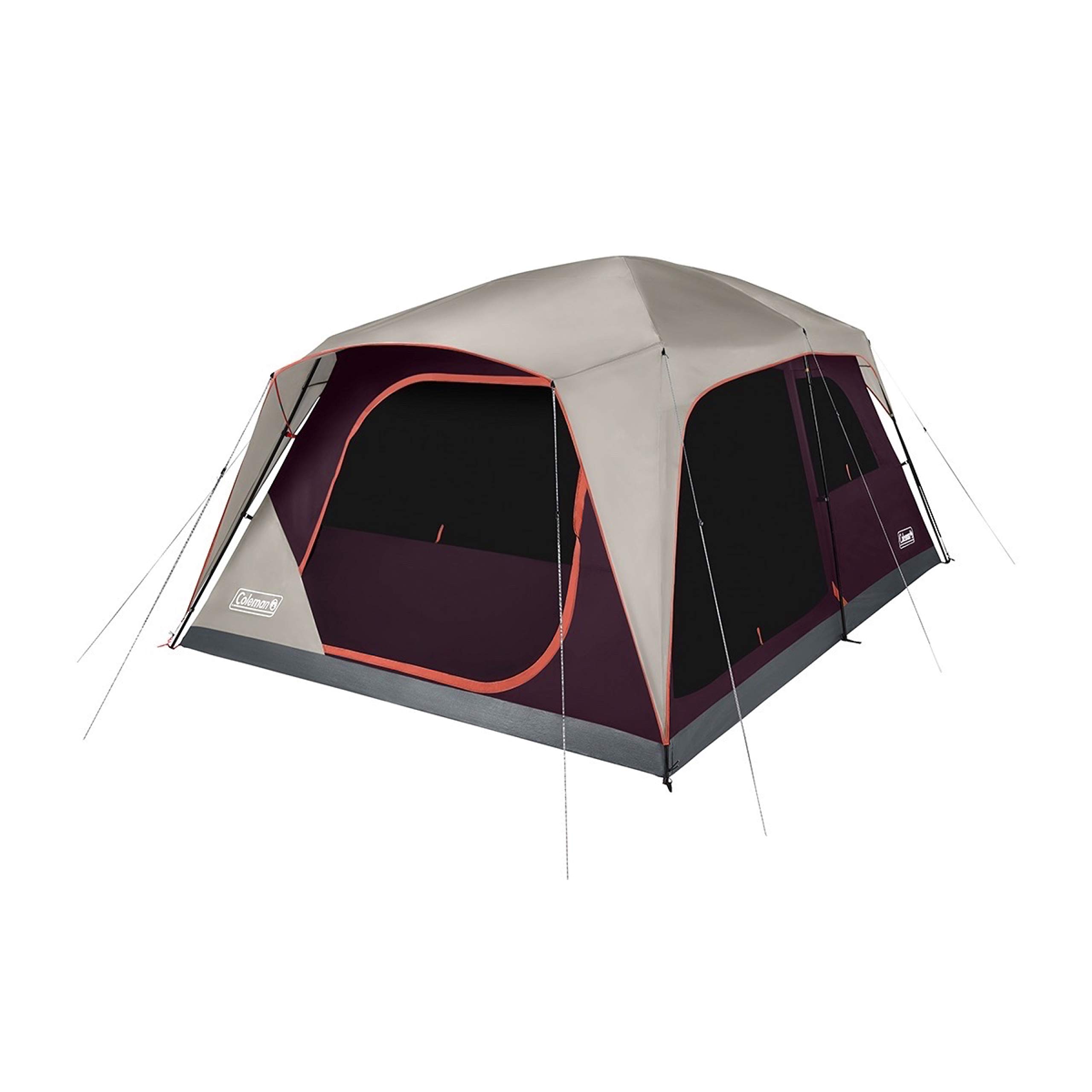 Coleman Skylodge Camping Tent, 8/10/12 Person Weatherproof Family Tent with Convertible Screen Room, Color-Coded Poles, Room Divider, Rainfly, and Storage Pockets, Fits Multiple Queen-Sized Airbeds