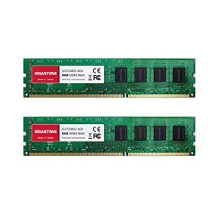 【ddr3 ram】 gigastone desktop ram 16gb (2x8gb) ddr3 16gb ddr3-1600mhz pc3-12800 cl11 1.5v 240 pin unbuffered non ecc udimm for pc computer desktop memory module (desktop only)