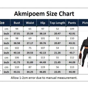 Akmipoem Winter Outfits for Women 2 Piece Tracksuits Long Sleeve Crop Hoodie Sweatshirts Jogging Pants Set Black L