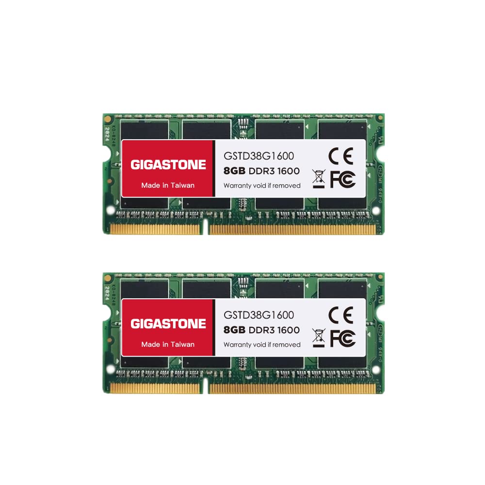 【DDR3 RAM】 Gigastone Laptop RAM 16GB (2x8GB) DDR3 16GB DDR3-1600MHz PC3-12800 CL11 1.35V SODIMM 204 Pin Unbuffered Non ECC for Notebook Laptop Memory Module Ram Upgrade Kit (Laptop ONLY)