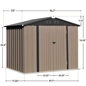 Catrimown 8' x 6' Outdoor Storage Sheds, Metal Utility Storage House for Backyard Patio Furniture Garden Lawn Tool, with Lockable Door