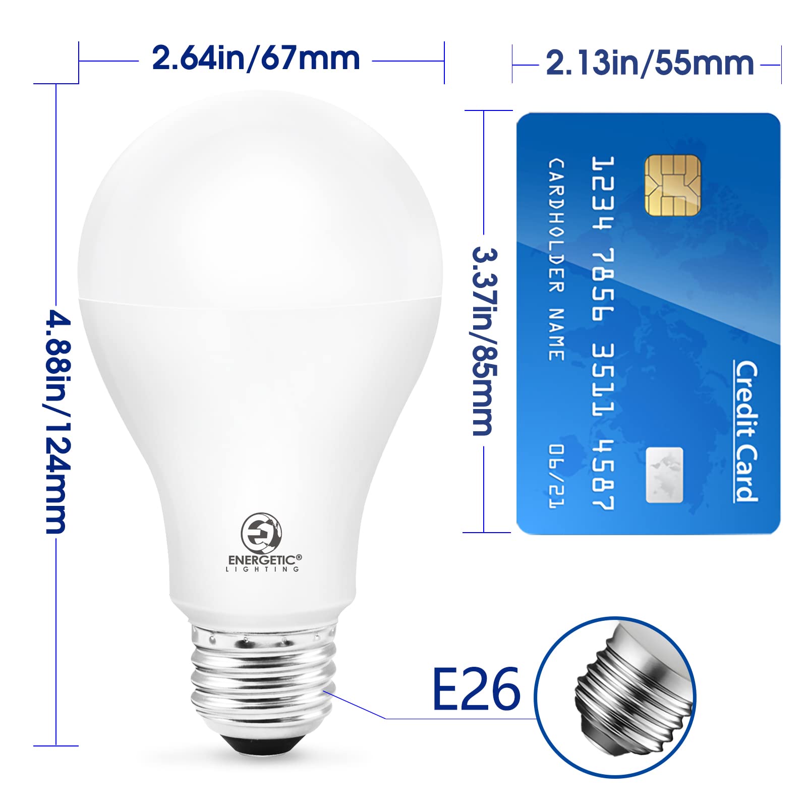 Energetic LED Bulbs 150 Watt Equivalent, 2600LM Super Bright Light Bulbs, Daylight 5000K, Dimmable A21 LED Bulb, E26 Standard Base, UL Listed, Damp Rated, 4 Pack