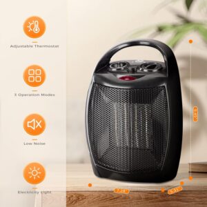 Antarctic Star Space Heater,Electric Portable Heater Fan for Indoor Use 1500W/750W ETL Certified Ceramic Small Mini Heater with Thermostat, Home Dorm Office Desktop and kitchen,BLACK