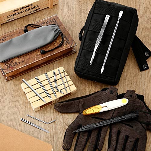 Ferraycle 12 Pieces Paracord FID Set Stainless Steel Knotter Tools Marlinspike Set Paracord Stitching Lacing Stitching Needles and Smoothing Tool Knotter Tools for Leather or Paracord Work (Black)