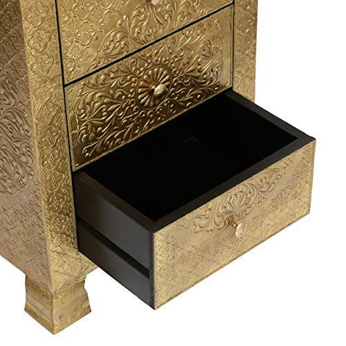 Christopher Knight Home Upson Handcrafted Boho 3 Drawer Nightstand, Gold