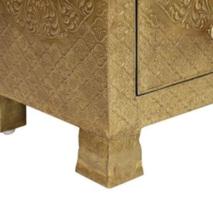 Christopher Knight Home Upson Handcrafted Boho 3 Drawer Nightstand, Gold