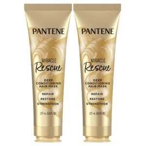 pantene hair mask, miracle rescue deep conditioning treatment, hydrate dry hair, pack of 2, 8 oz each