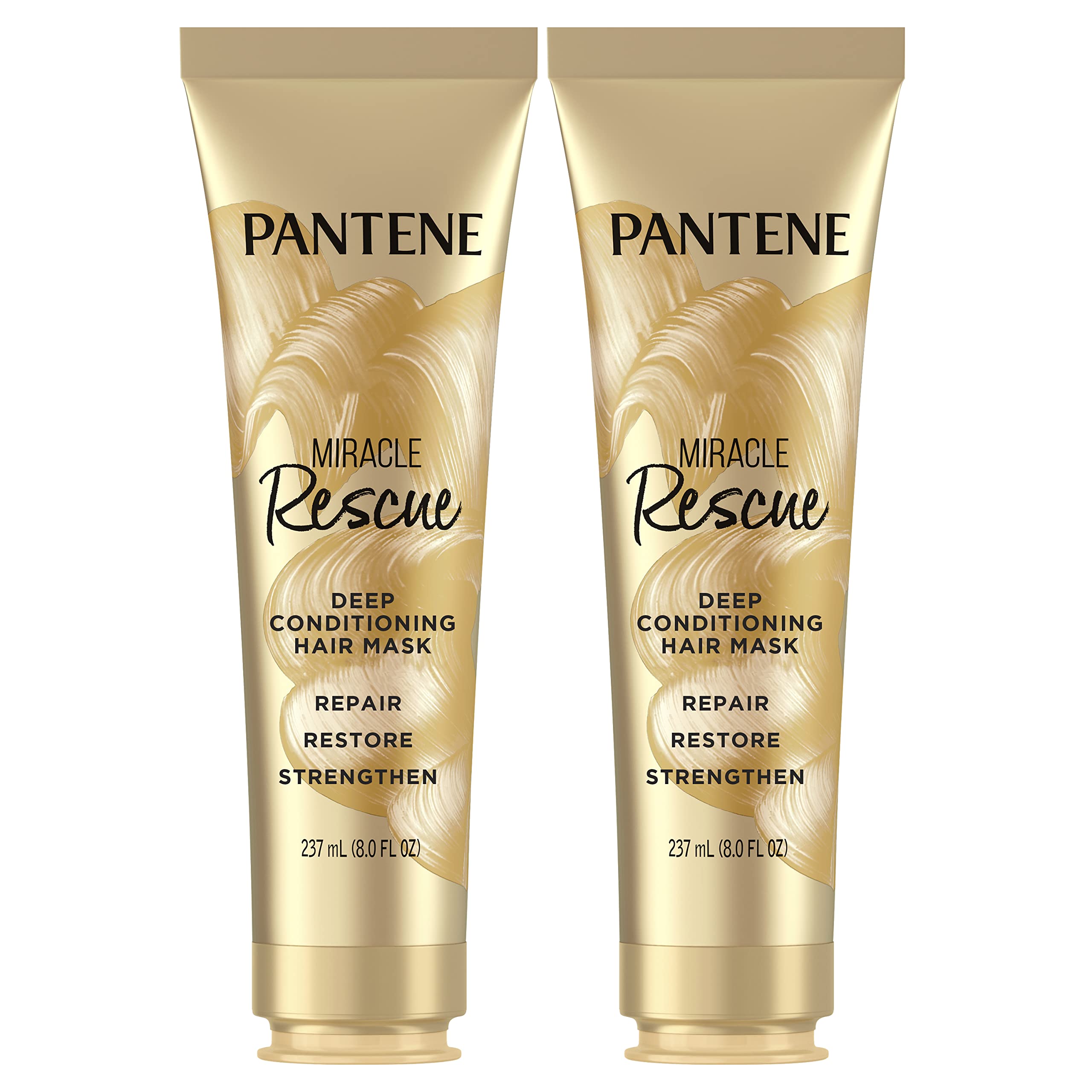 Pantene Hair Mask, Miracle Rescue Deep Conditioning Treatment, Hydrate Dry Hair, Pack of 2, 8 Oz Each