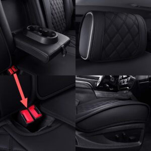 Aierxuan Seat Covers for Truck Chevy Chevrolet Silverado GMC Sierra Pickup 2007-2024 1500 2500HD 3500HD Trail Boss Z71 Crew Double Extended Cab Waterproof Leather Protectors (Full Set, Black)